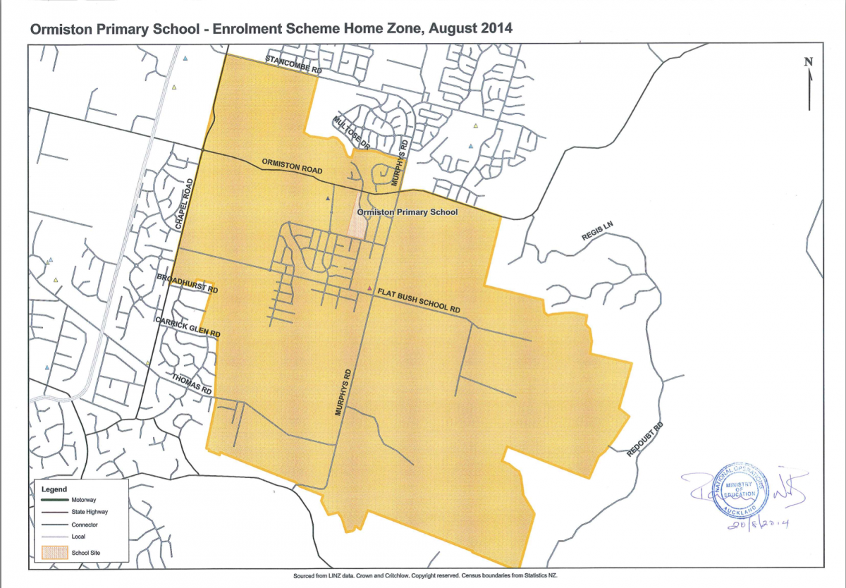 Enrolment Zone Map (Final) – August 2014 | Ormiston Primary School